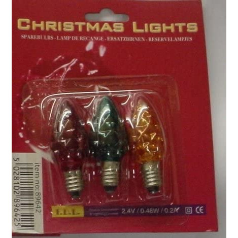 3 E10 Screw In Tulip Spare Bulbs 2.4v 0.48w 0.2a Multi Coloured ...